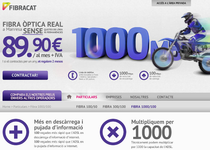 Fibracat, primera conexión de 1.000 megas en España